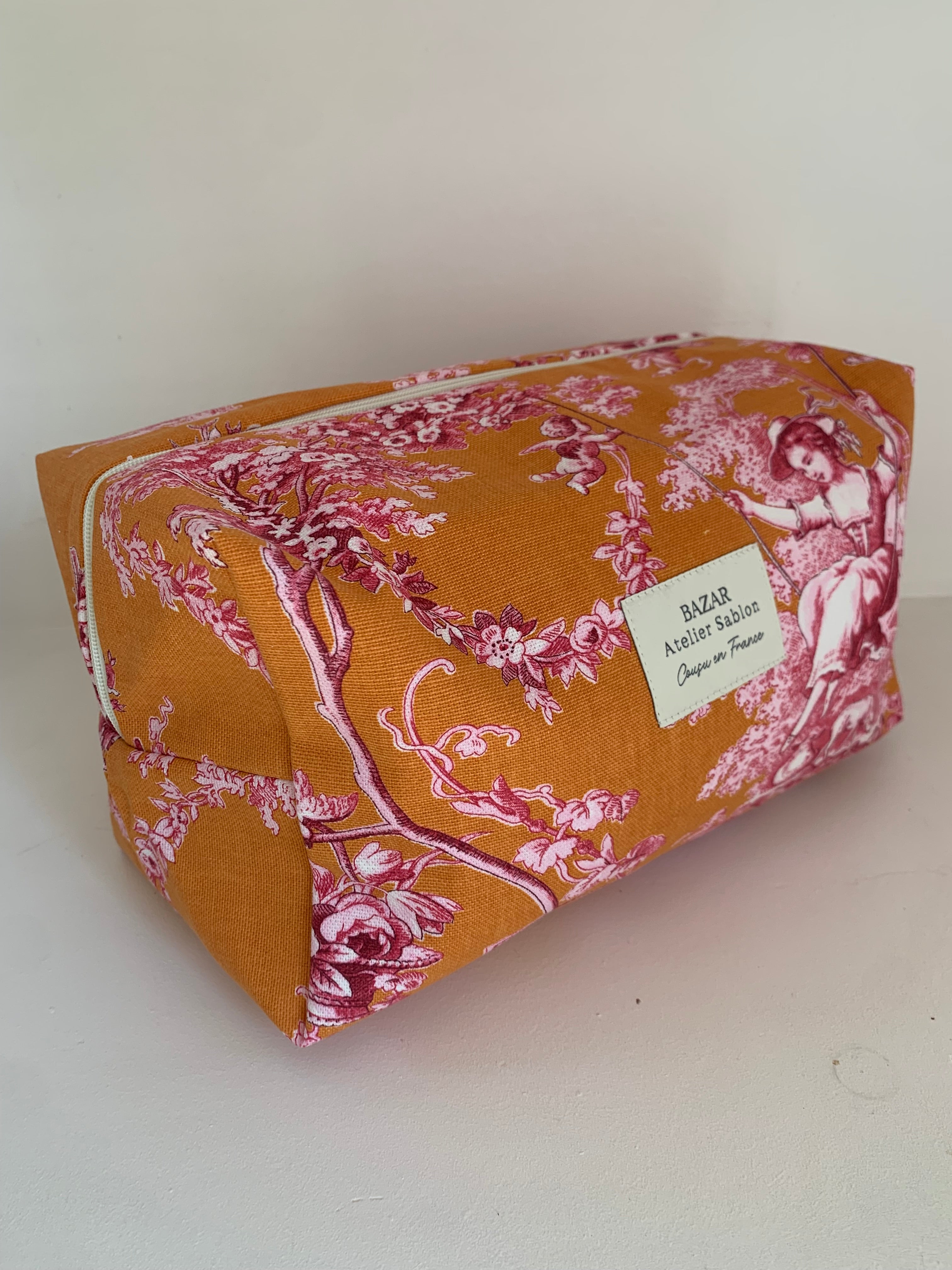 Trousse de Toilette XXL - Jouy de Fruits Orange – BAZAR Atelier Sablon