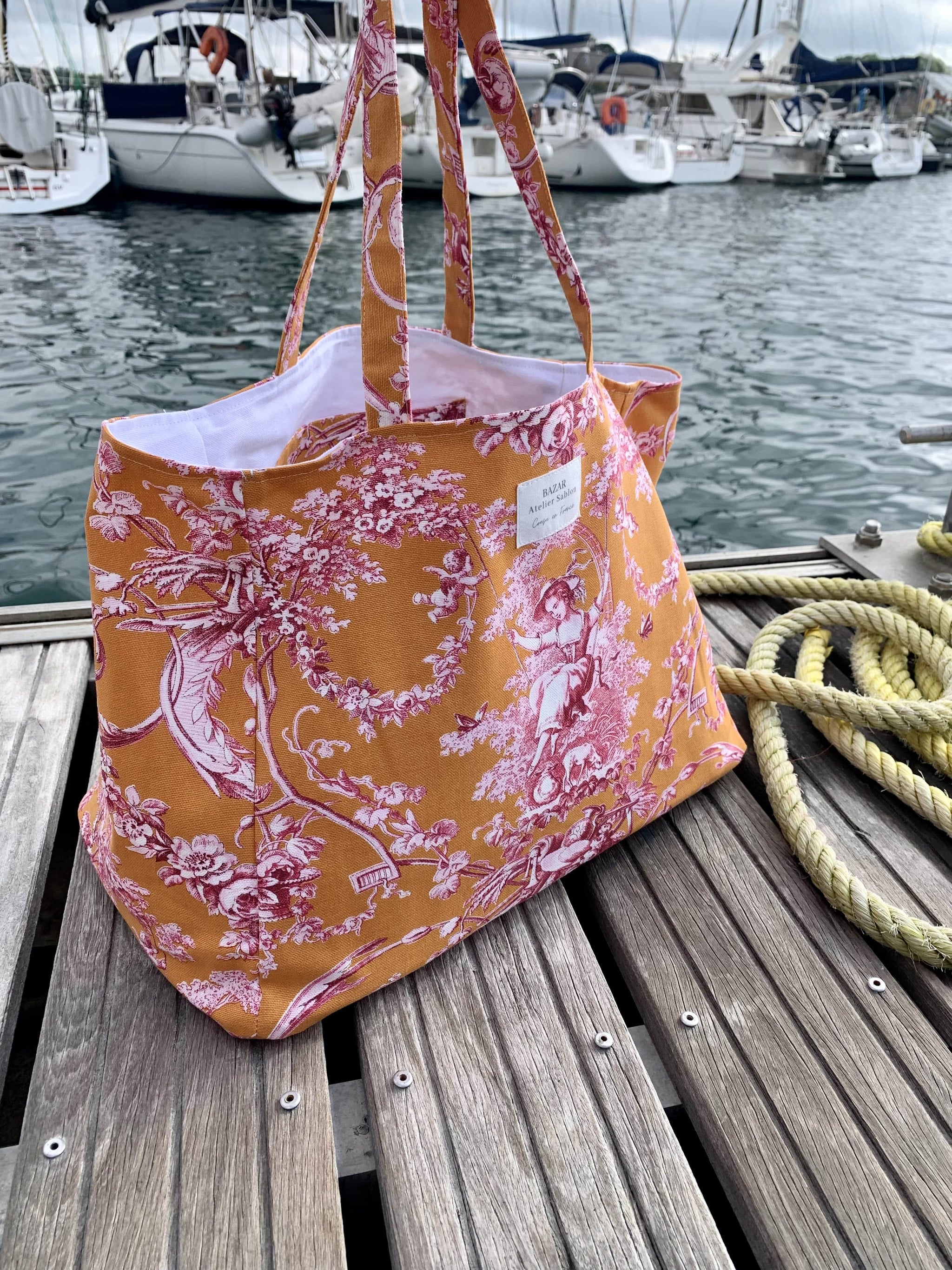 Cabas - Jouy de Fruits Orange & Fuchsia – BAZAR Atelier Sablon