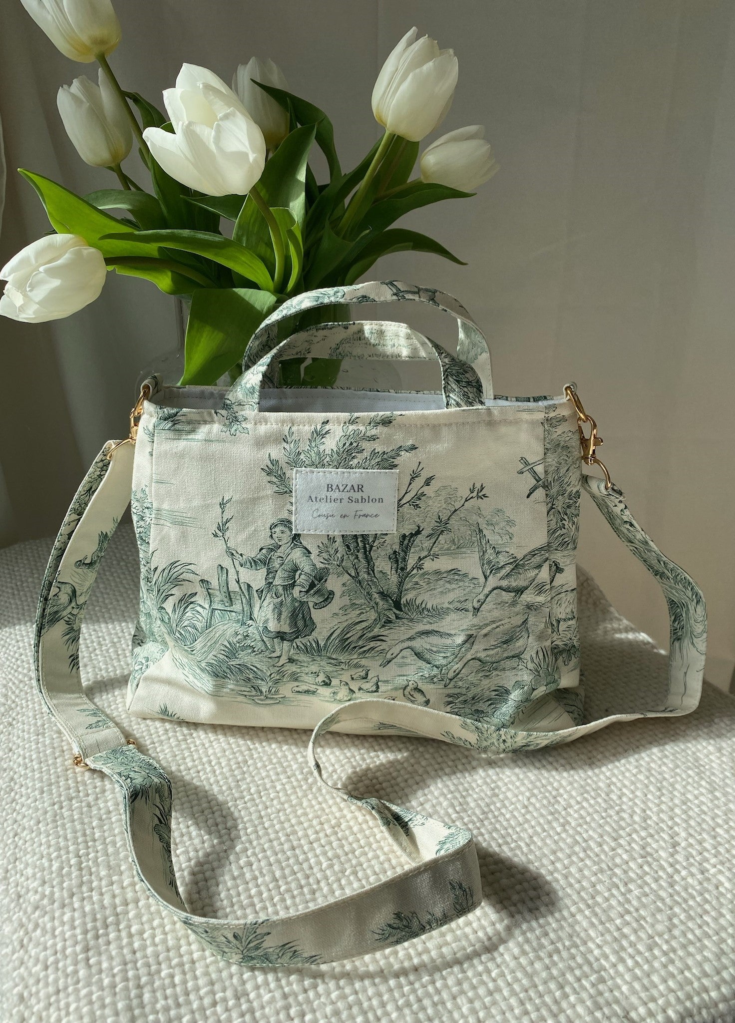 Mini Cabas - Jouy de Fruits Vert – BAZAR Atelier Sablon