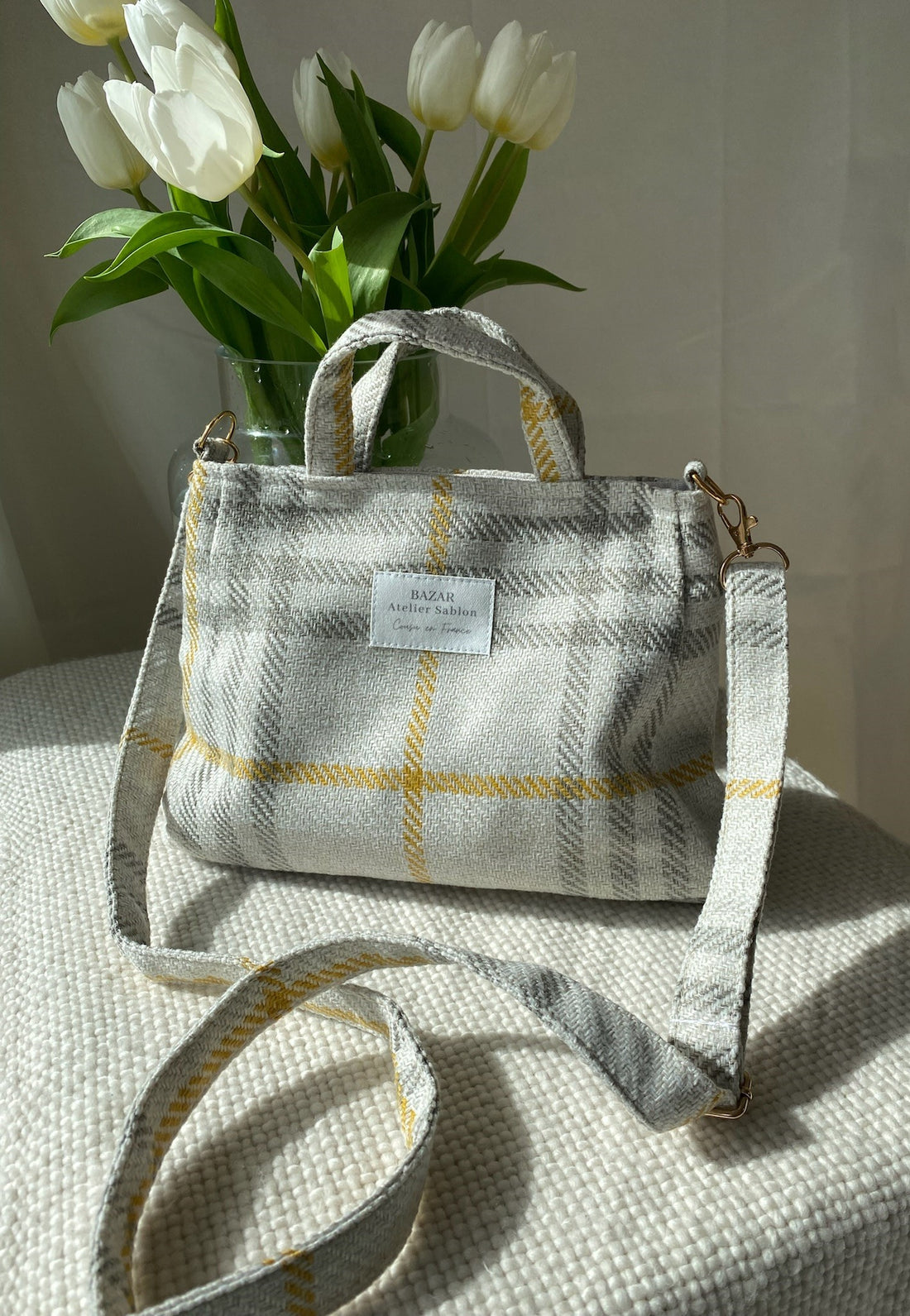 Mini Cabas - Tartan Pion Moutarde – BAZAR Atelier Sablon